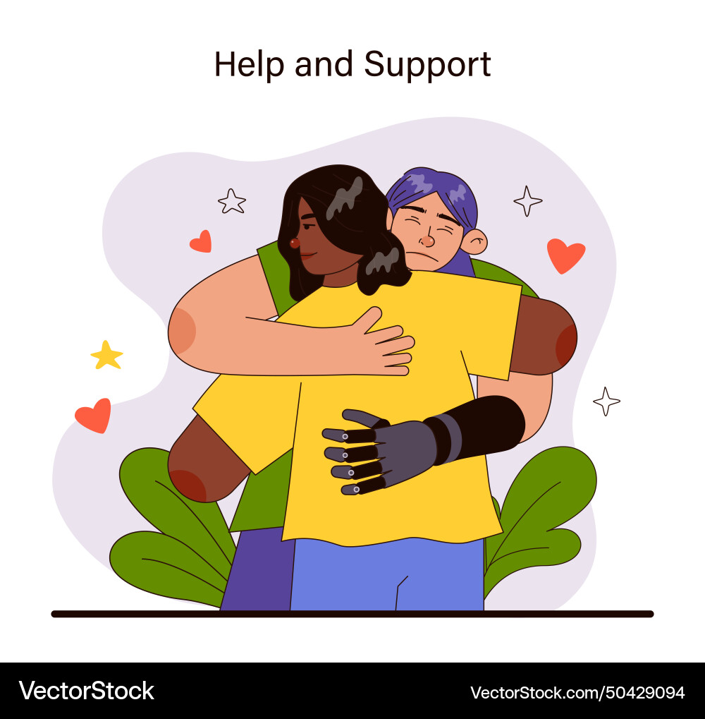 Help and support concept compassionate embrace Vector Image