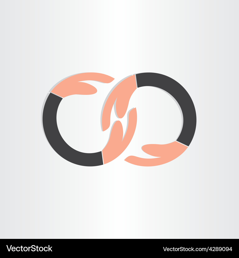 Infinity symbol with human hands Royalty Free Vector Image