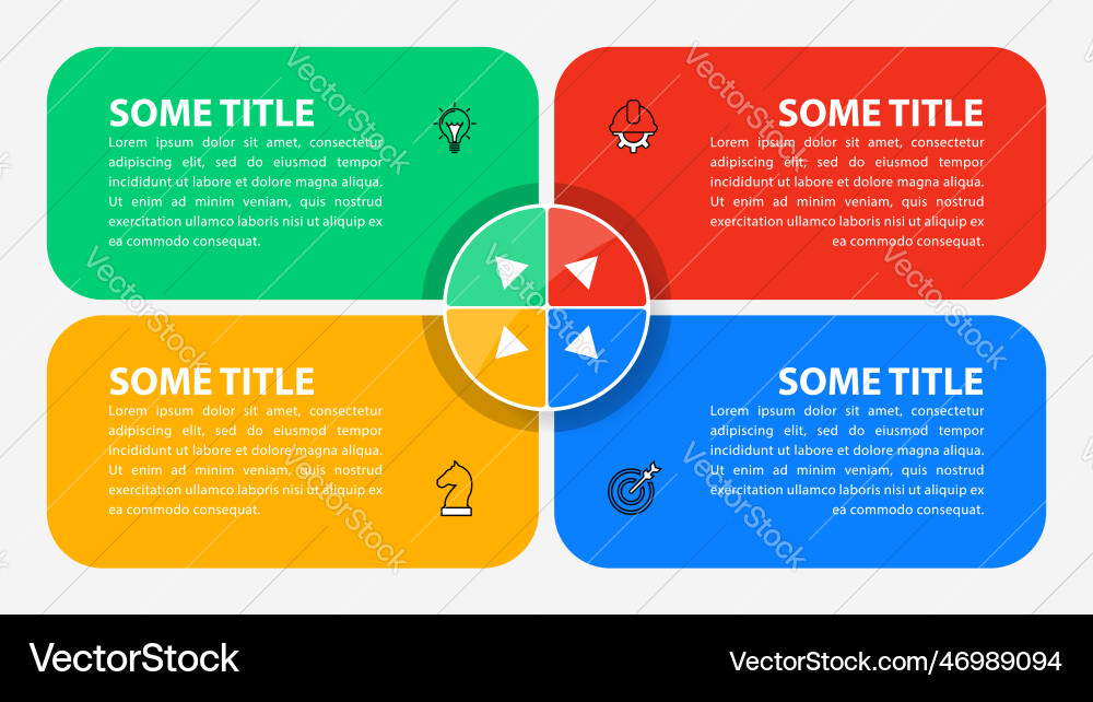 Infographic template 4 rectangles with a button Vector Image