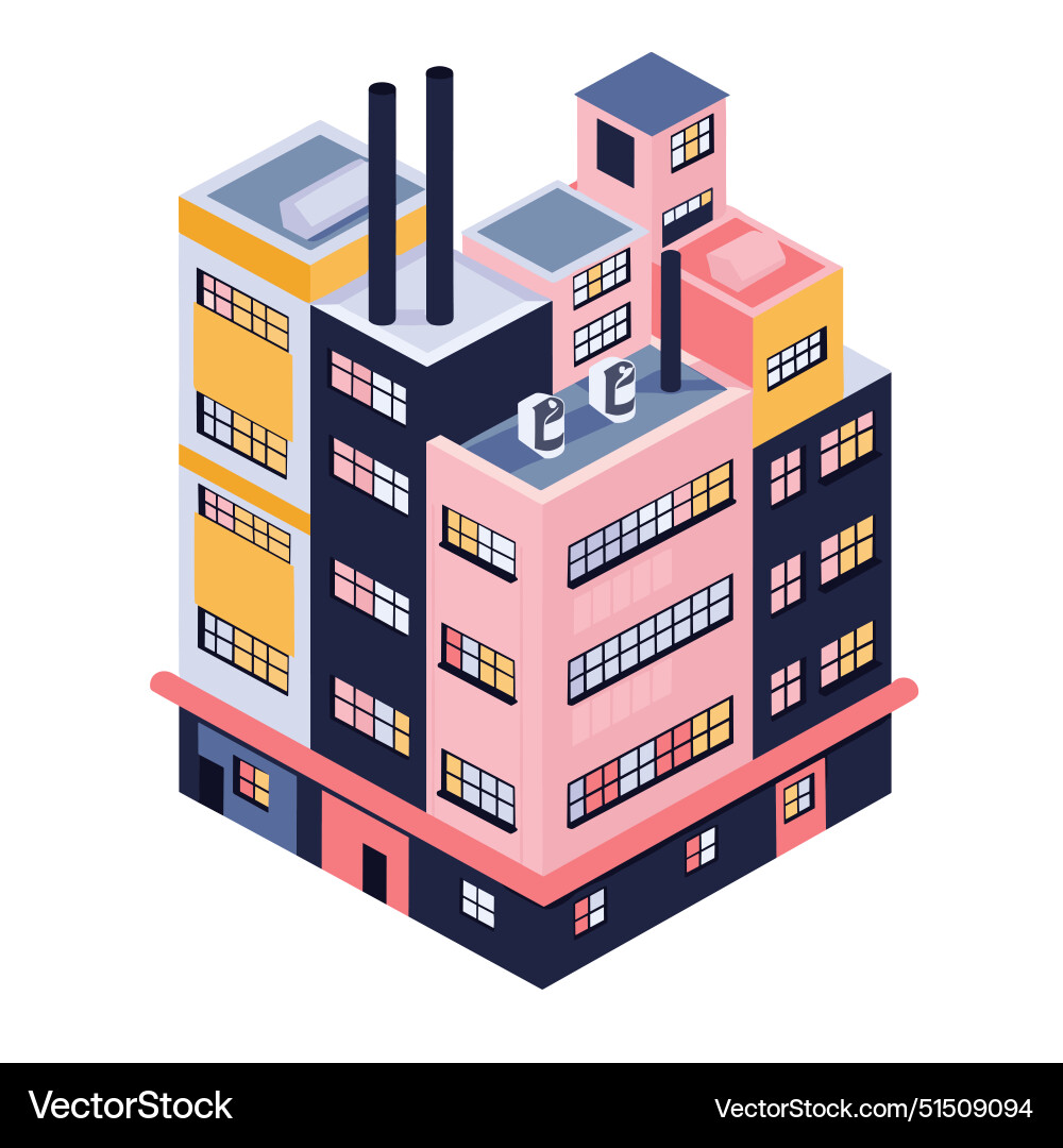 Isometric factory building Royalty Free Vector Image