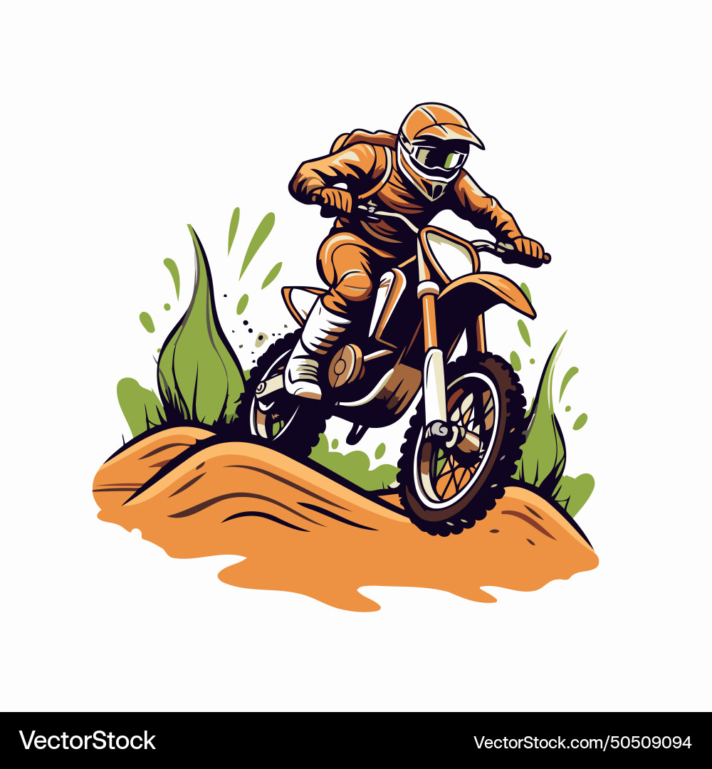Motocross rider on a motorcycle Royalty Free Vector Image