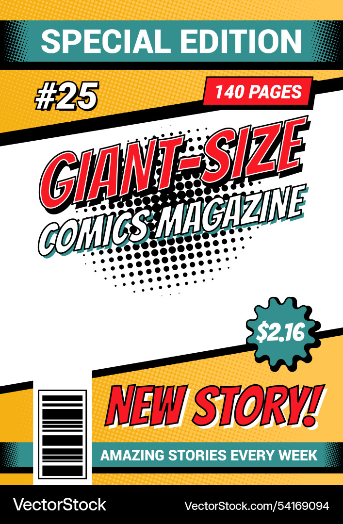 Retro magazine cover vintage comic book Royalty Free Vector
