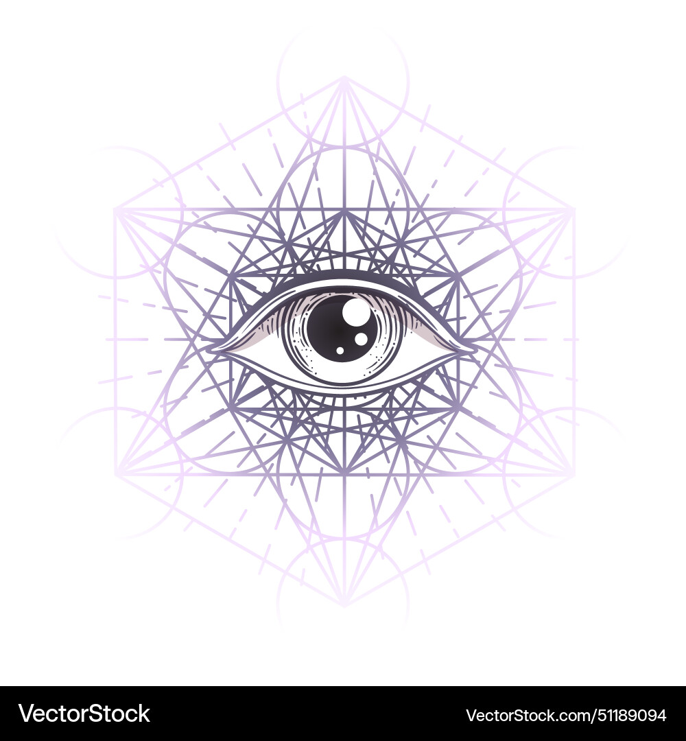 Sacred geometry symbol with all seeing eye over Vector Image