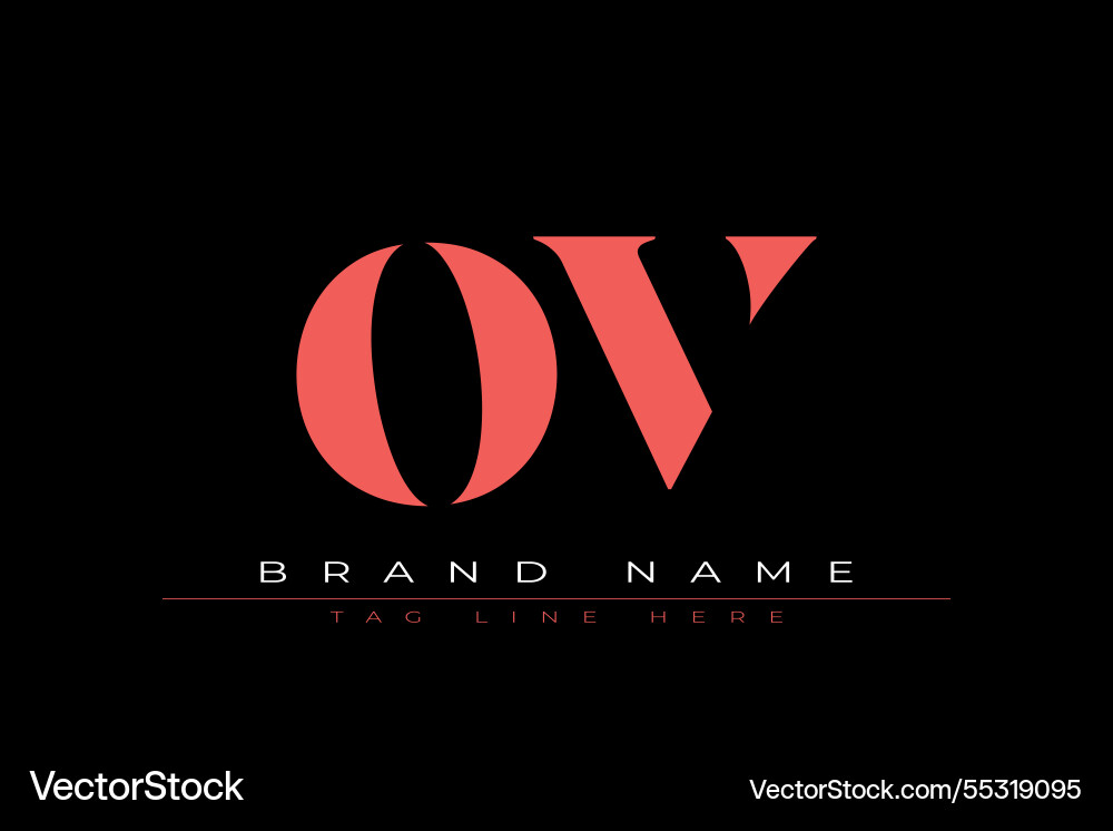 Abstract letter ov minimal logo design template Vector Image