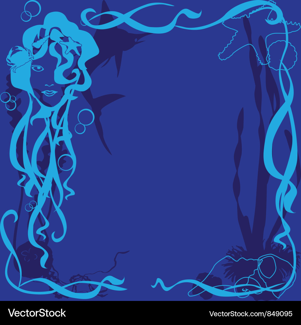 Blue background marine life Royalty Free Vector Image