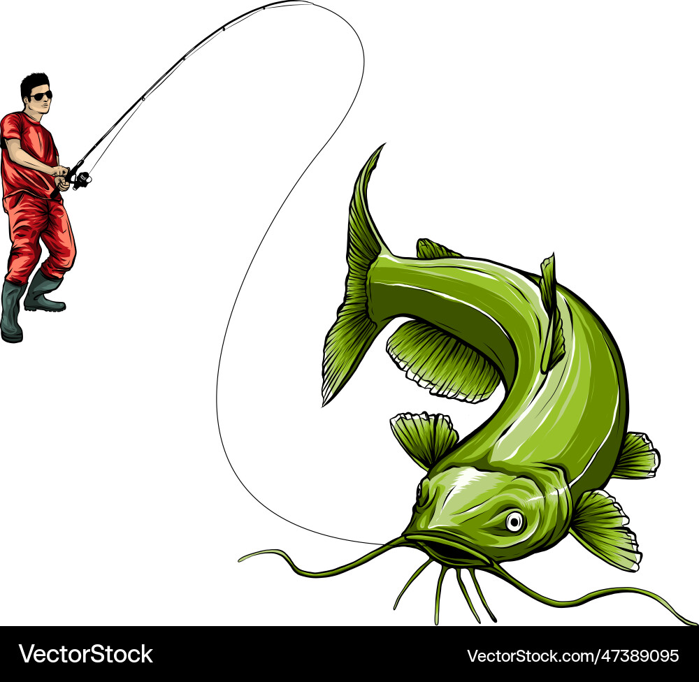 Cartoon of colored catfish Royalty Free Vector Image