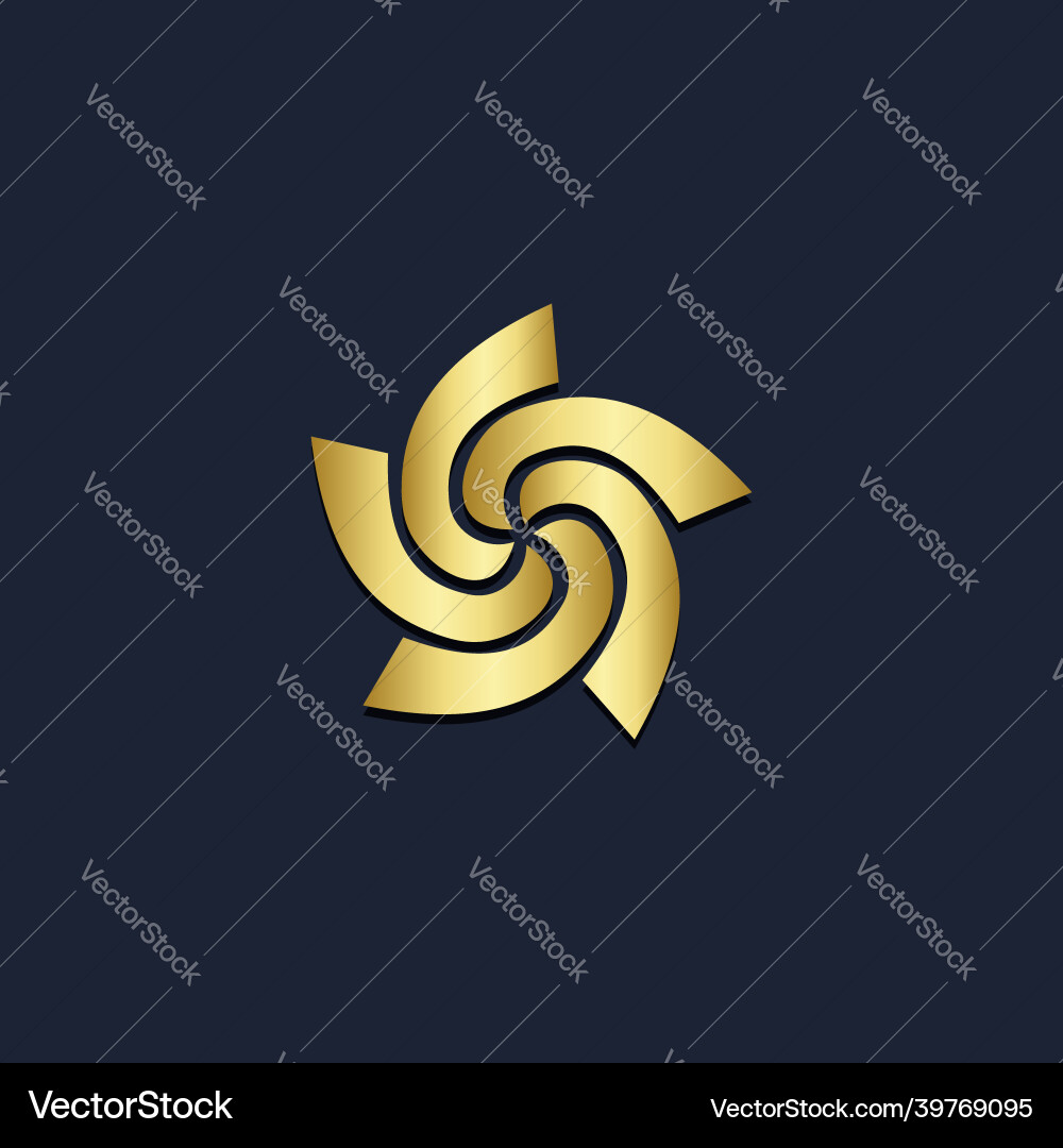Circle spin curve round gold logo Royalty Free Vector Image