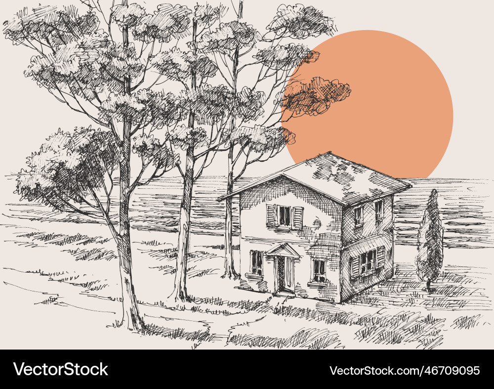 Coastal House Among Trees Royalty Free Vector Image