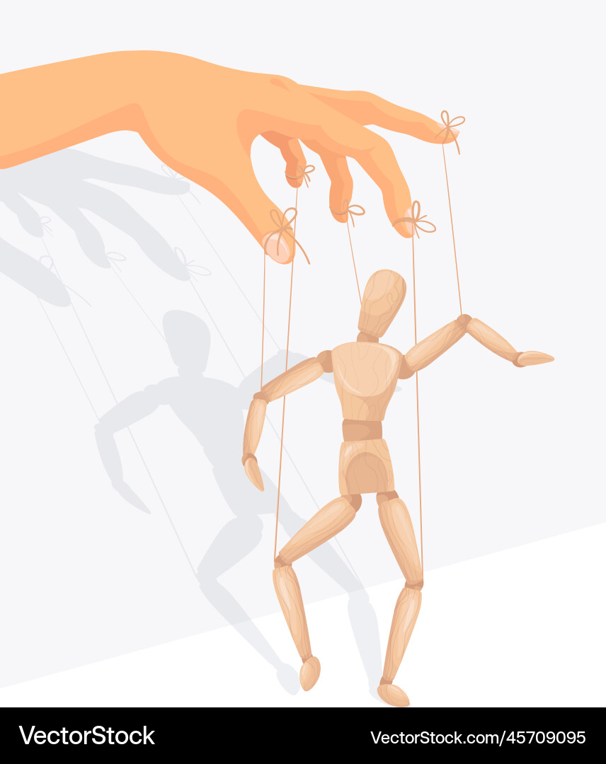 Puppet master hand marionette control strings Vector Image