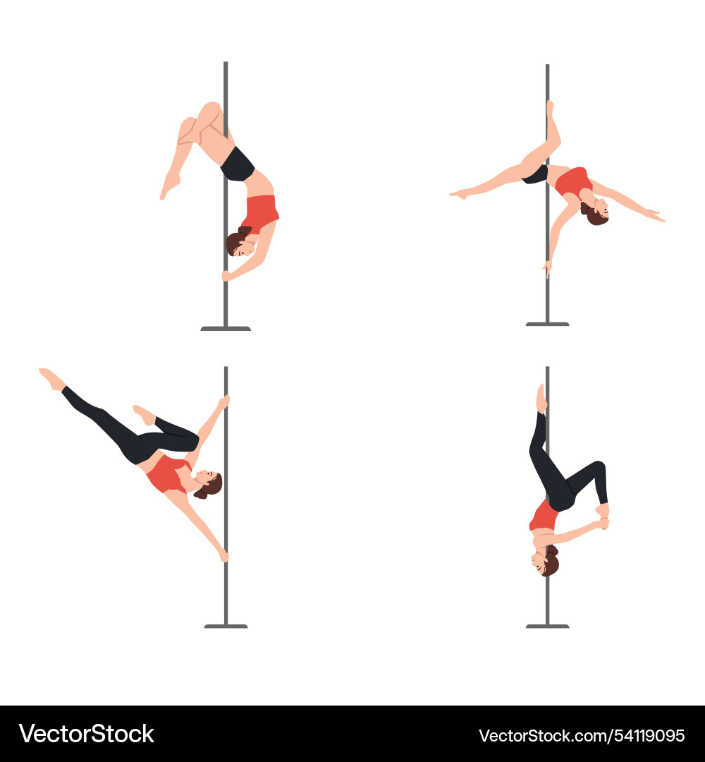 Woman pole dancer dancing poses Royalty Free Vector Image