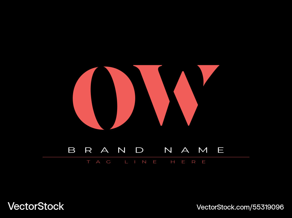Abstract letter ow minimal logo design template Vector Image