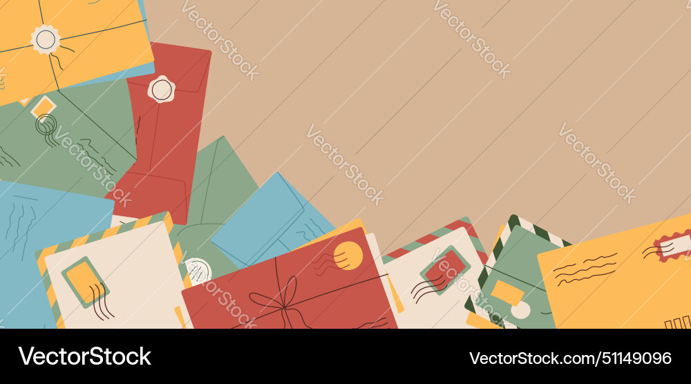 Cartoon paper letter and mail background template Vector Image