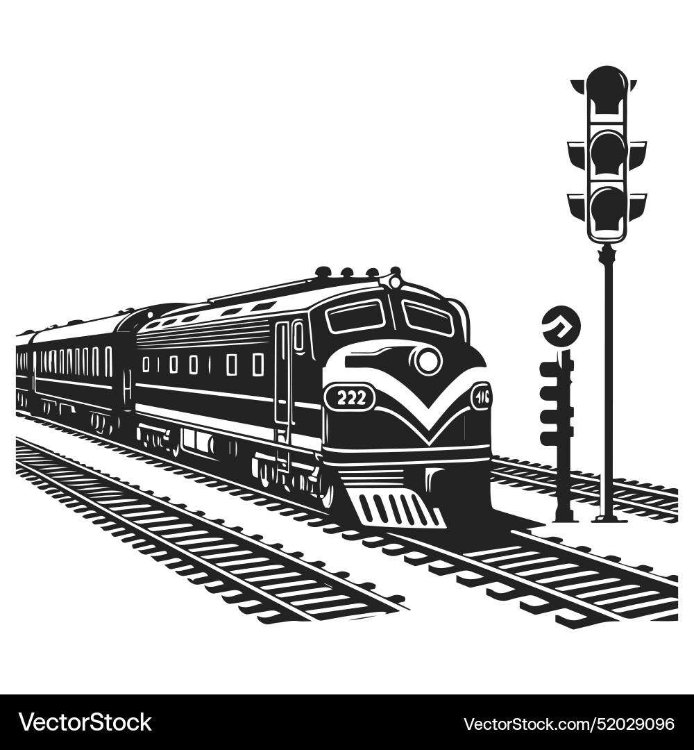Continuous line of a railway track one train Vector Image