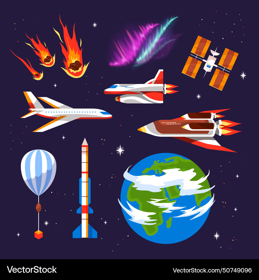 Earth atmosphere icon set Royalty Free Vector Image
