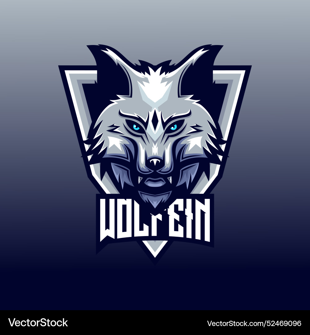 Logo wolf e- sport and sport style Royalty Free Vector Image