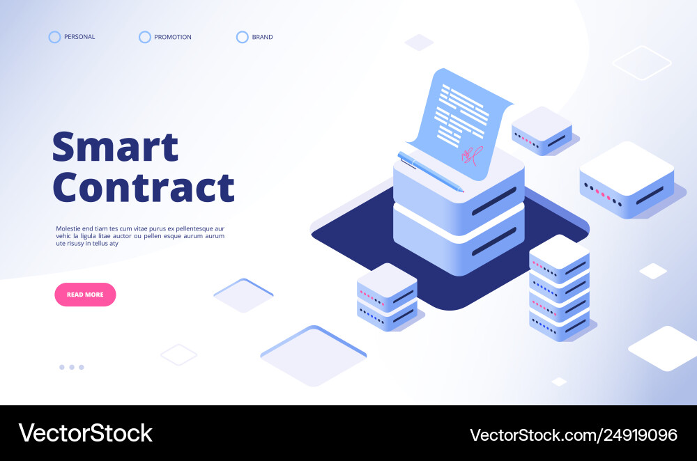 Smart contract concept digital signature document Vector Image