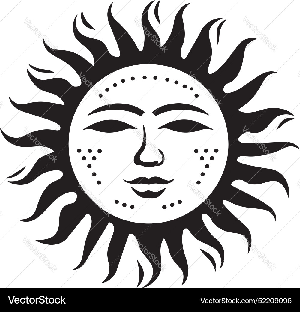 Sunny splendor hand drawn sun black emblem design Vector Image