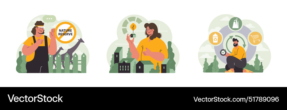 Sustainability Set Environmental Protection Vector Image