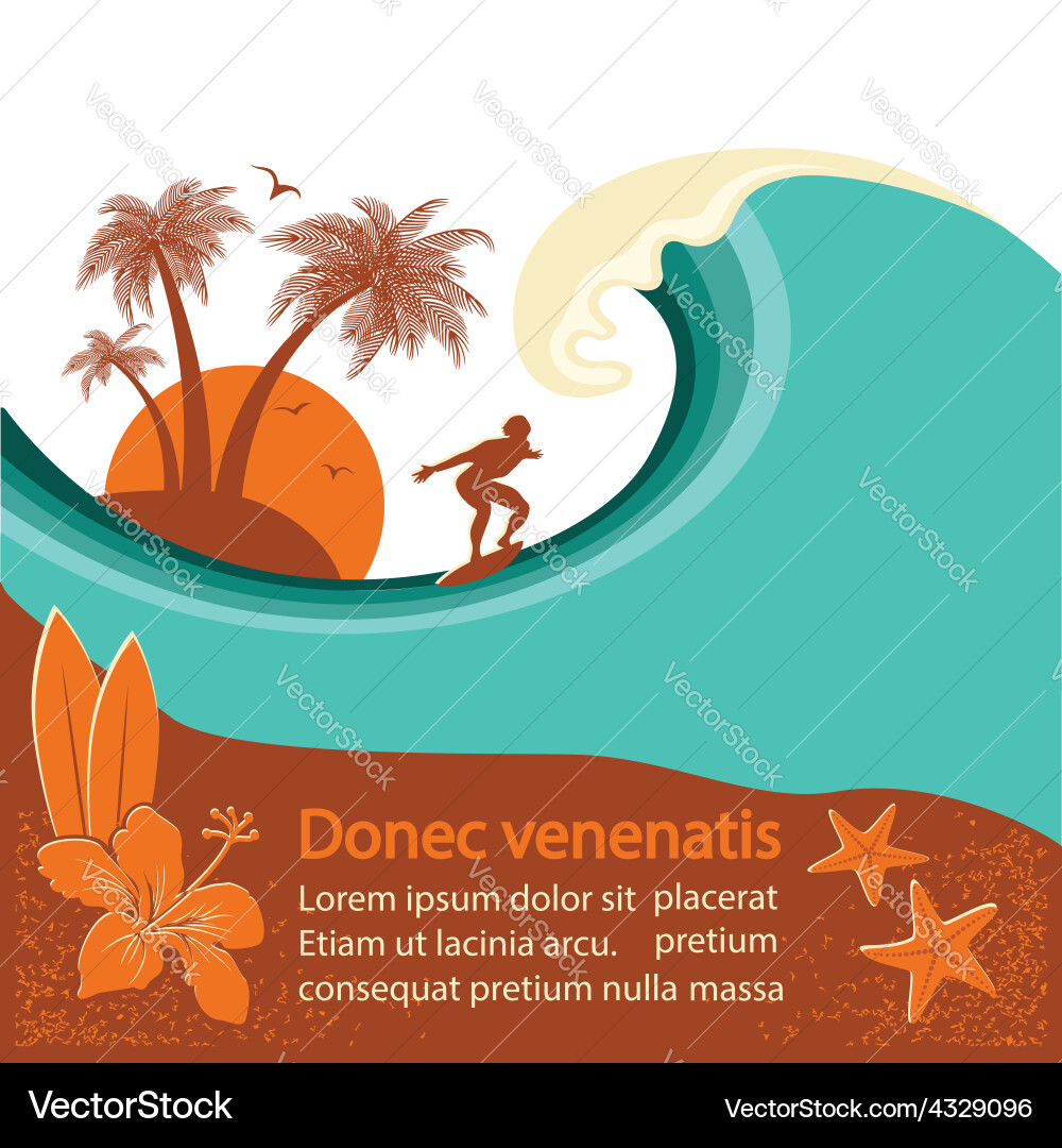 Tropical Surfer Wave Background Royalty Free Vector Image