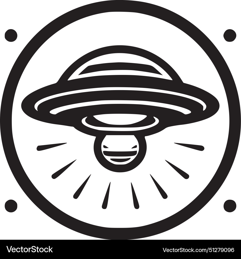 Ufo - black and white Royalty Free Vector Image