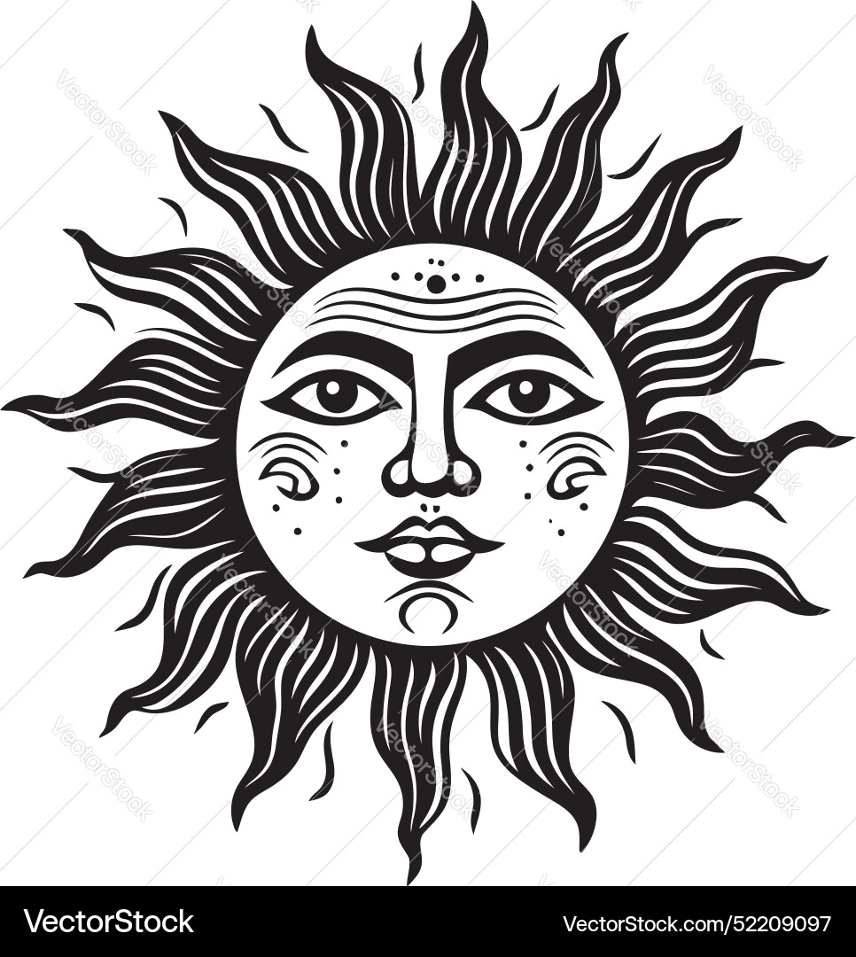 Beaming bliss cartoon hand drawn icon sunburst Vector Image