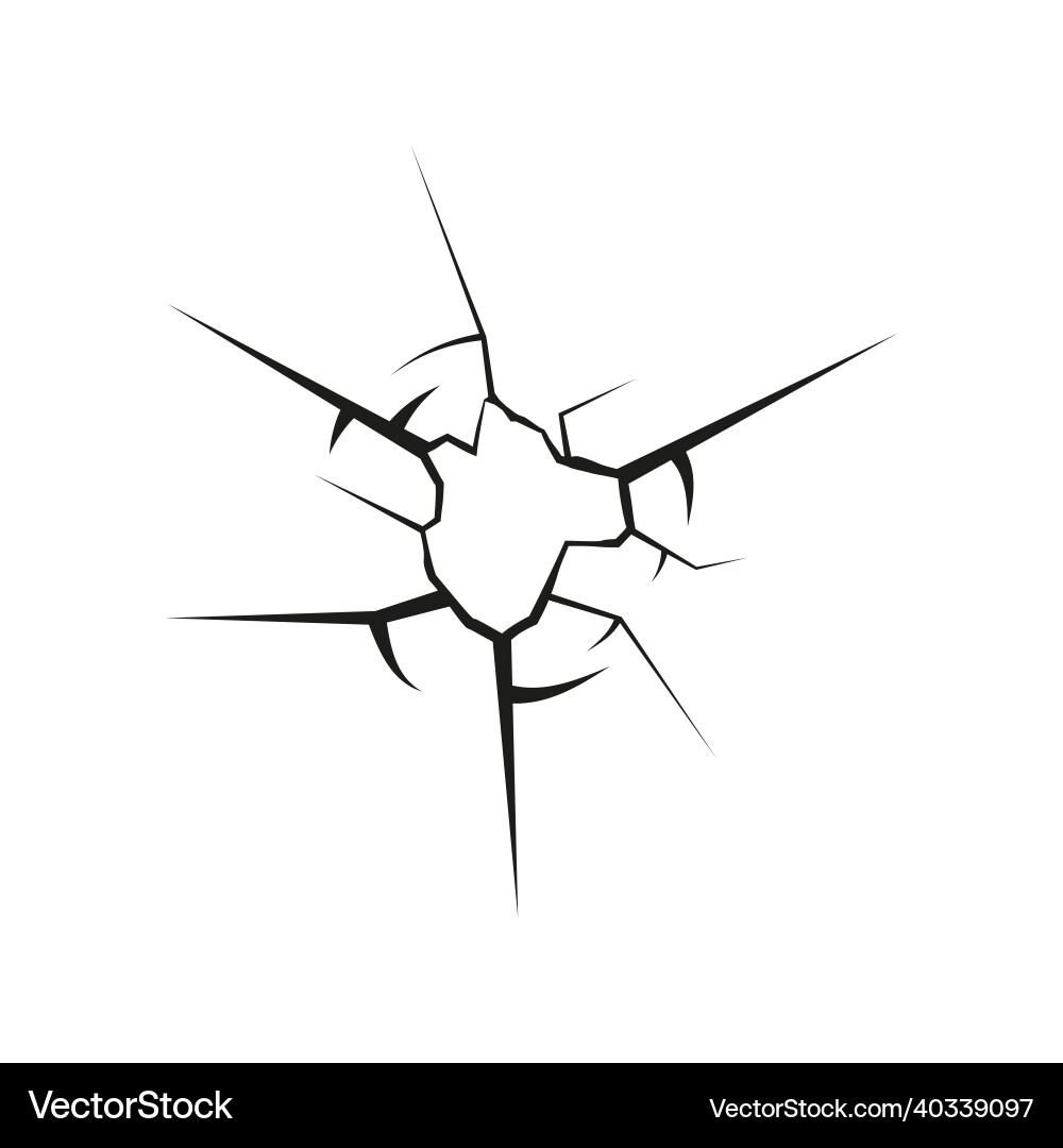 Broken glass on crystal pane Royalty Free Vector Image