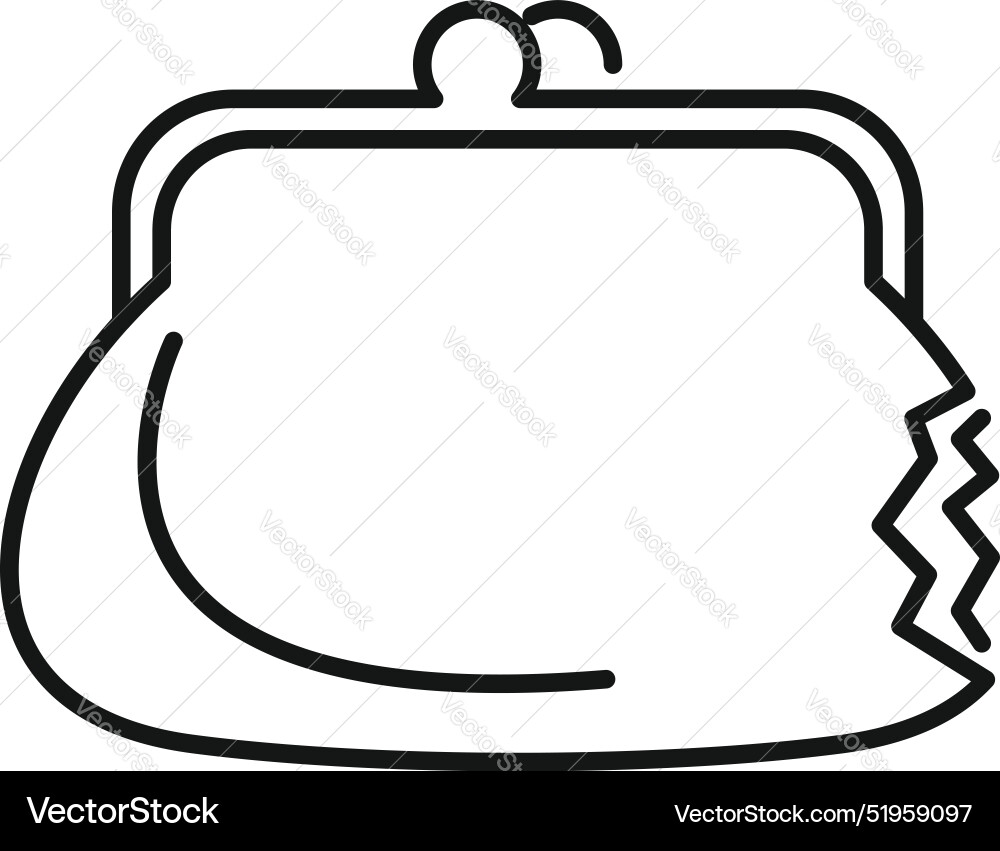 Broken purse showing losing money concept Vector Image