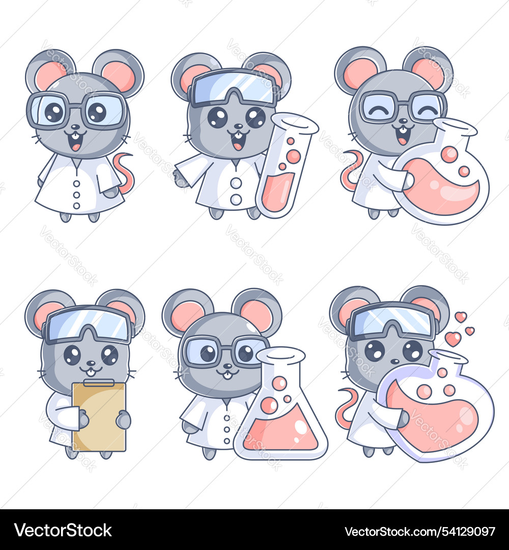 Cute mouse becomes a laboratory worker cartoon Vector Image