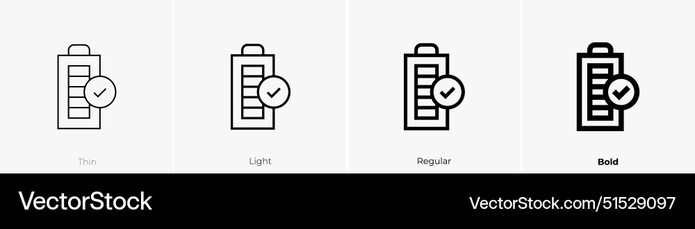 Full battery icon thin light regular and bold Vector Image