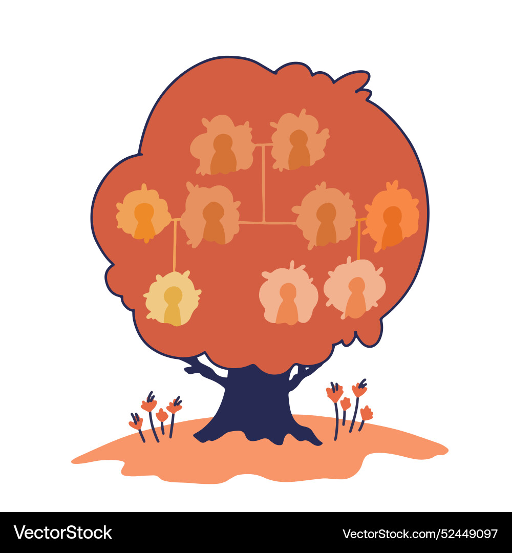 Hand drawn style family tree Royalty Free Vector Image
