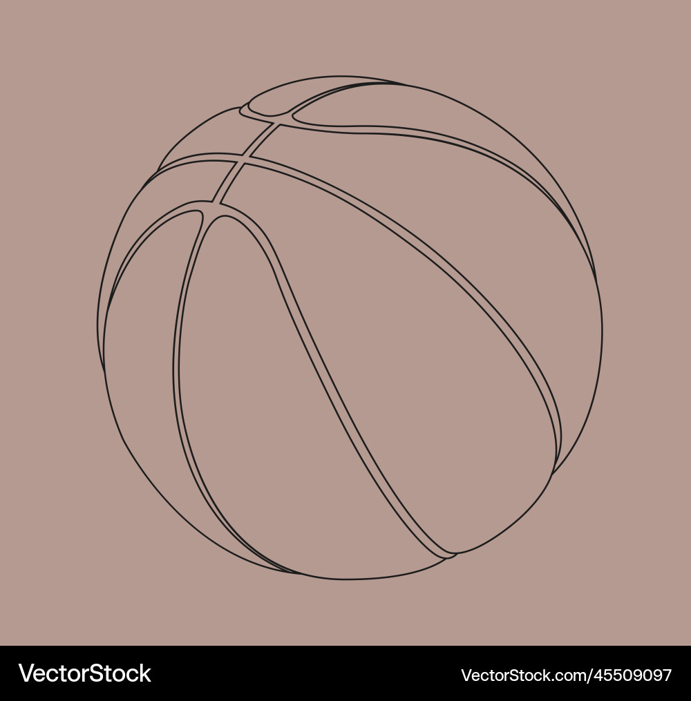 Simple basketball line art Royalty Free Vector Image
