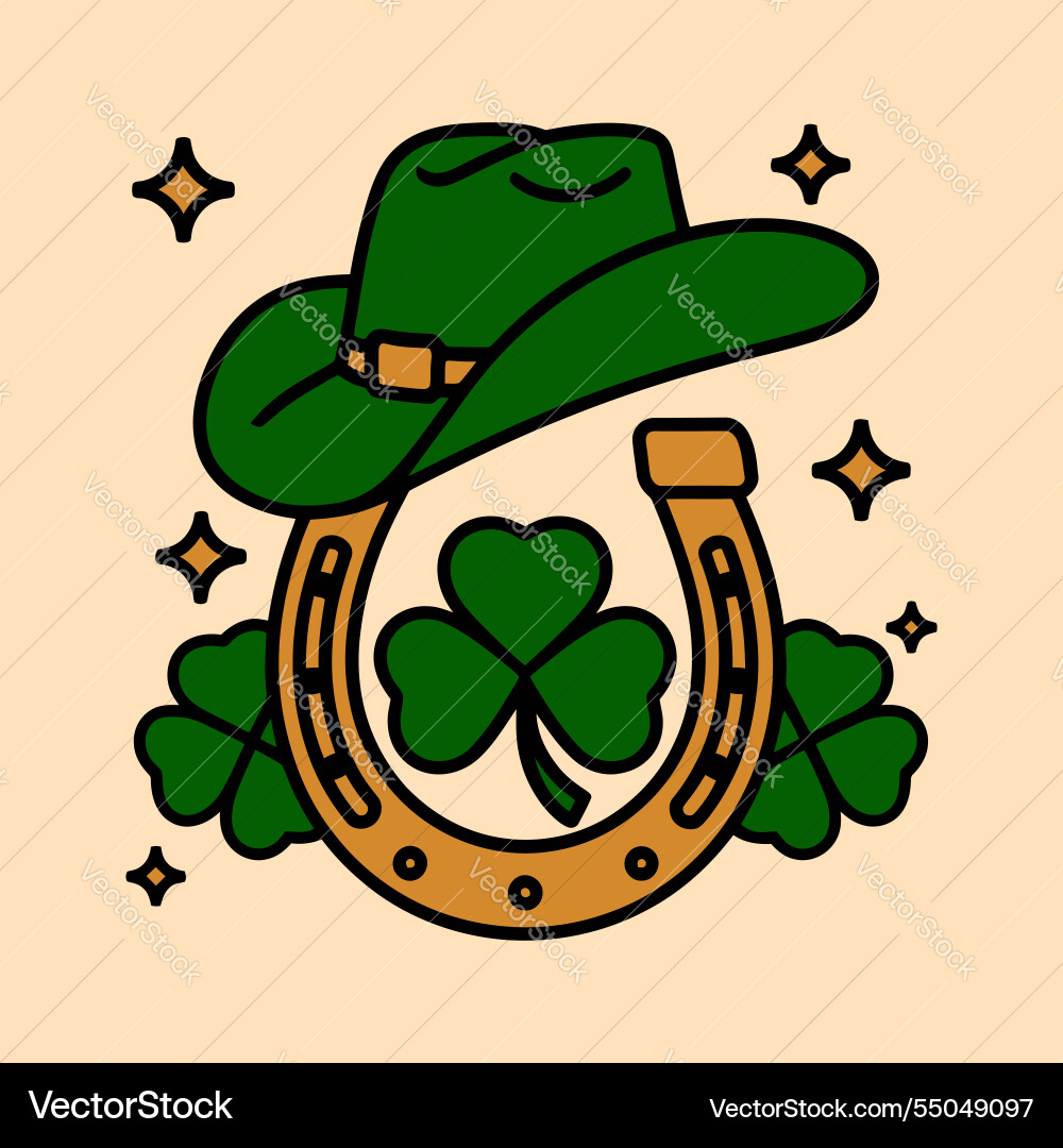 St patricks day horseshoe and clover Royalty Free Vector