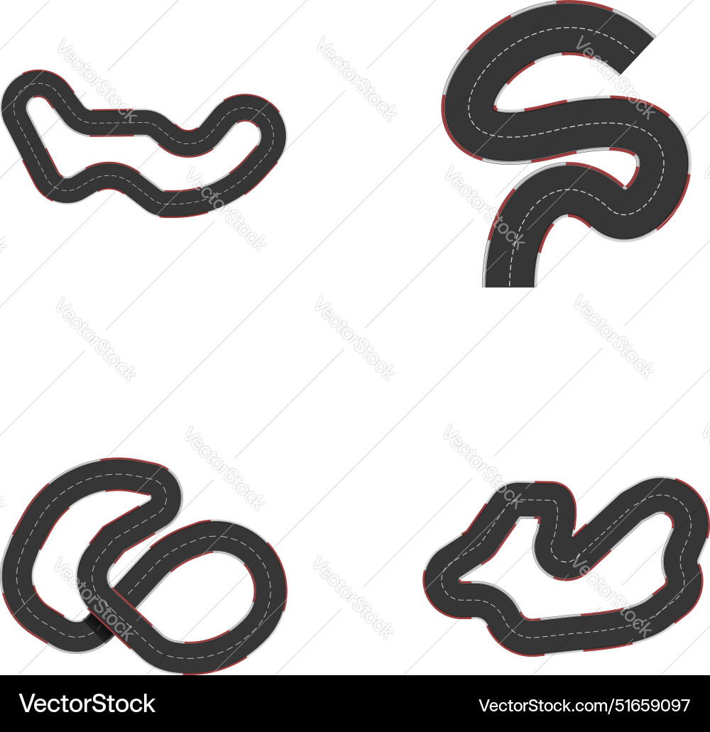 Various track icons set cartoon curve Royalty Free Vector
