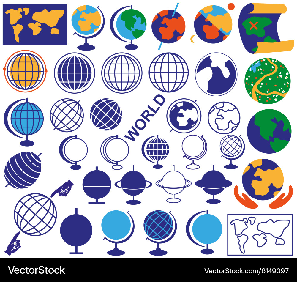 World Map Icons Royalty Free Vector Image - VectorStock