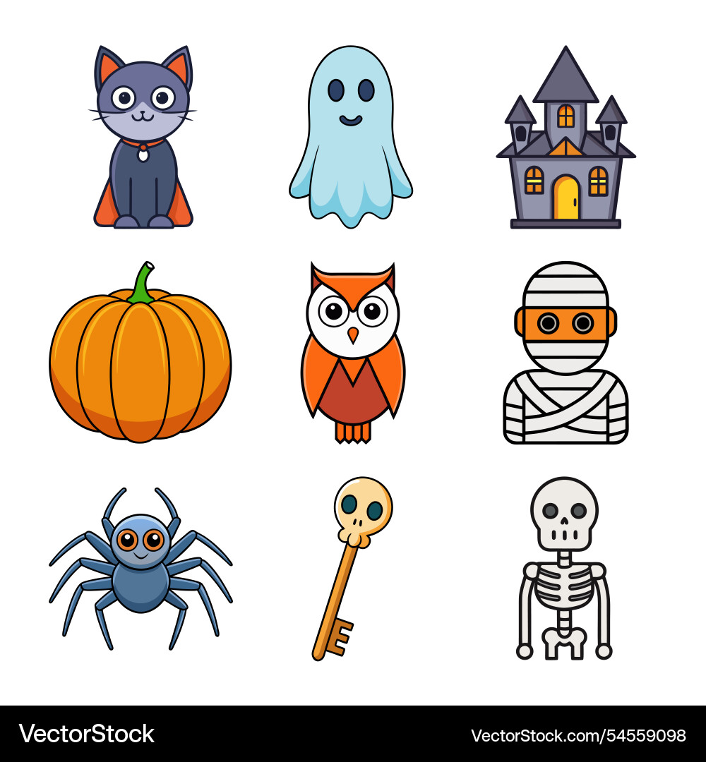 A bundle of halloween cartoon Royalty Free Vector Image