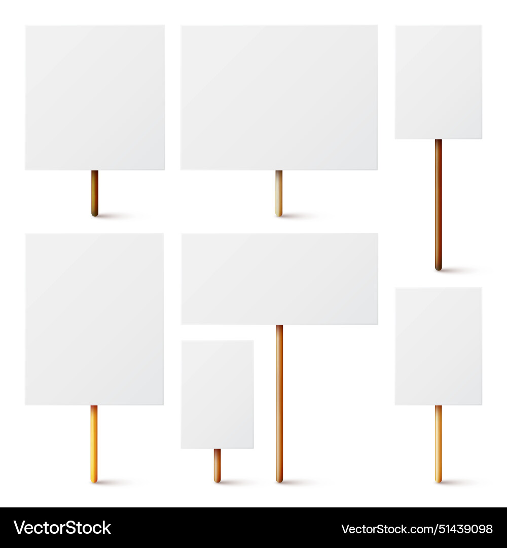 Blank white protest sign with wooden holder Vector Image