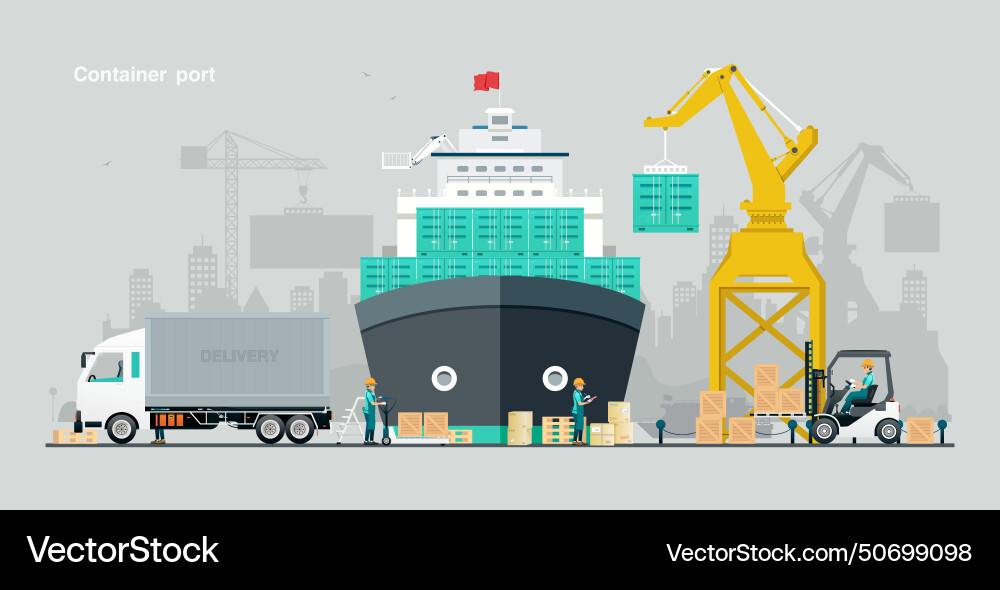 Cargo container port Royalty Free Vector Image