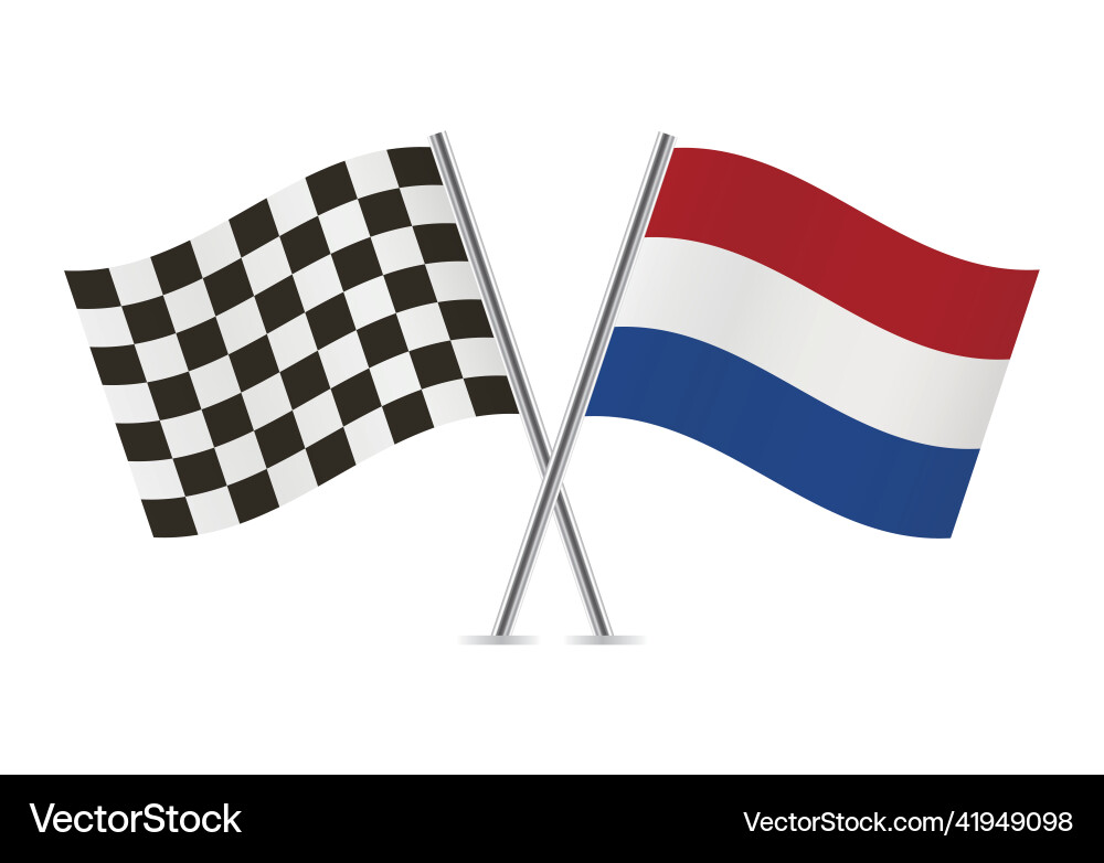 Checkered and the netherlands crossed flags Vector Image