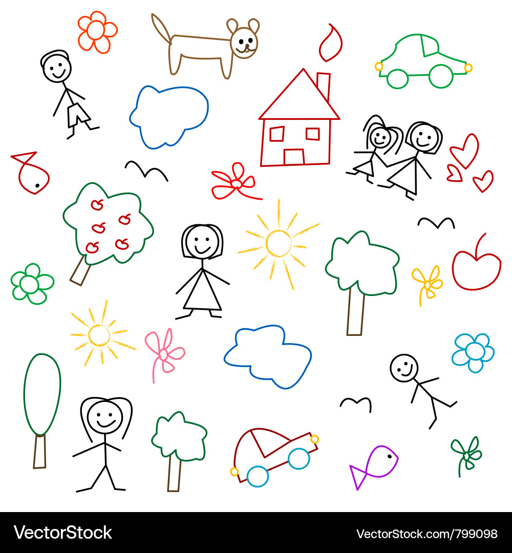 Children drawing seamless pattern Royalty Free Vector Image