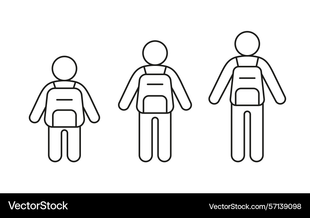 Children with backpack for school line icon boy Vector Image