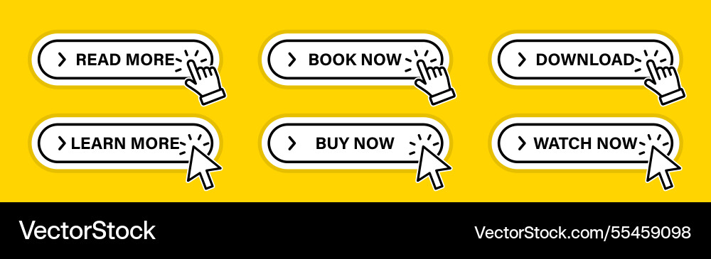 Click here button with cursor buy now Royalty Free Vector
