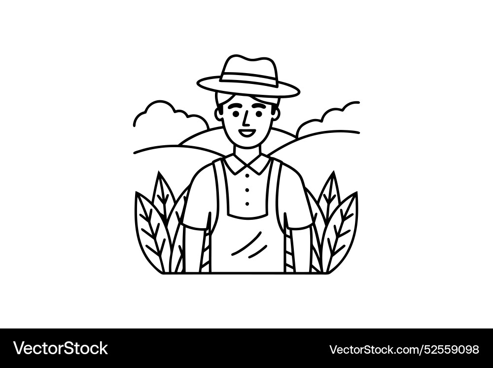 Farmer face logo style silhouette Royalty Free Vector Image