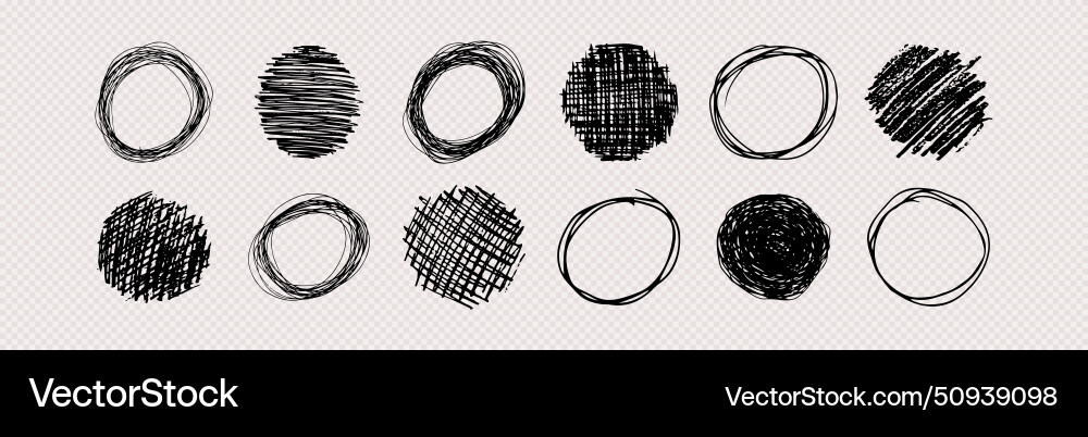 Hand drawn scribble circles Royalty Free Vector Image