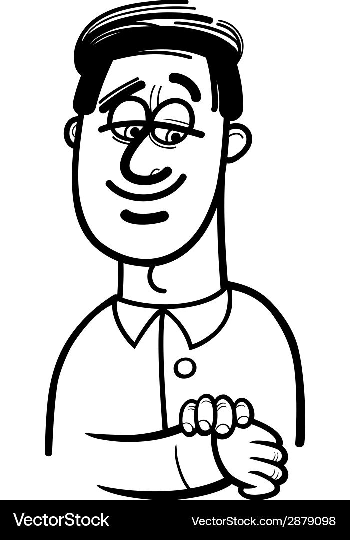 Happy man cartoon coloring page Royalty Free Vector Image