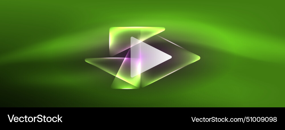Neon blue triangle and square on green background Vector Image