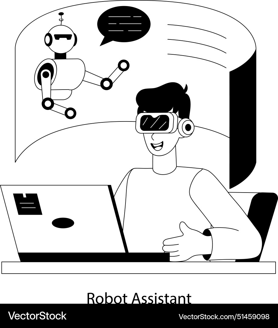 Robot assistant Royalty Free Vector Image - VectorStock