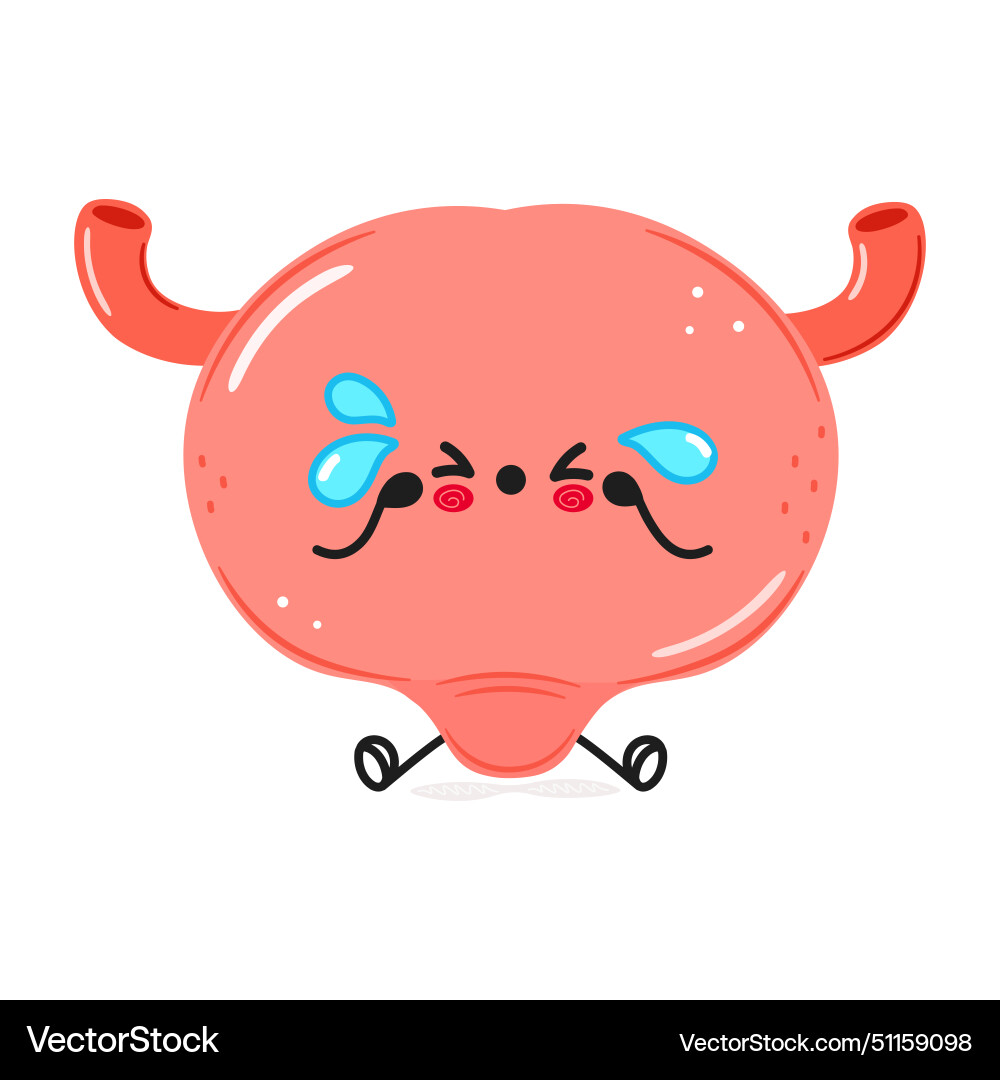 Sad bladder character hand drawn cartoon Vector Image