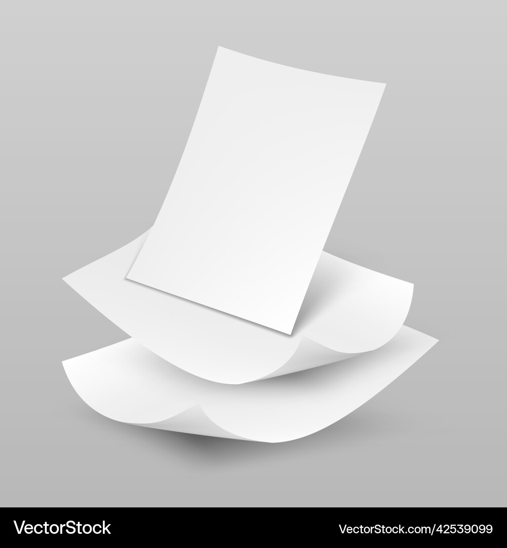 3d falling blank paper sheets with shadow Vector Image