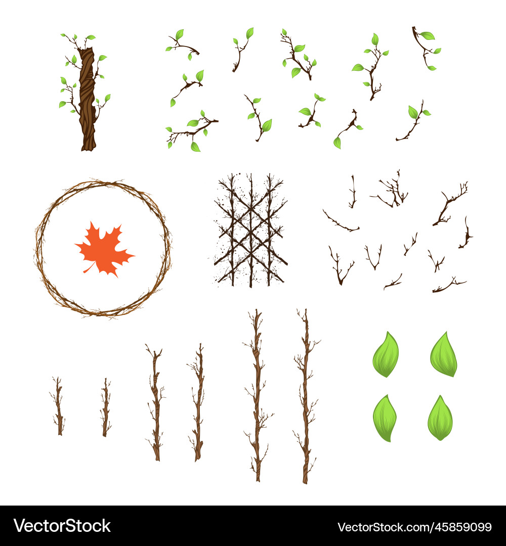 Abstract tree branches and leaves Royalty Free Vector Image