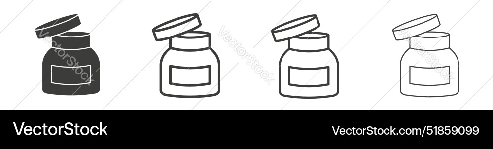 Body skin cream icon set moisturizer Royalty Free Vector
